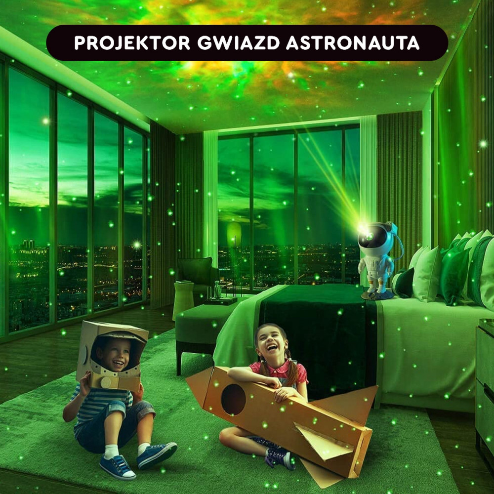 Projektor rzutnik gwiazd astronauta pilot lampka nocna